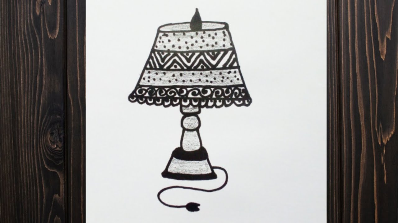 How to draw a table lamp | Easy table lamp drawing - YouTube