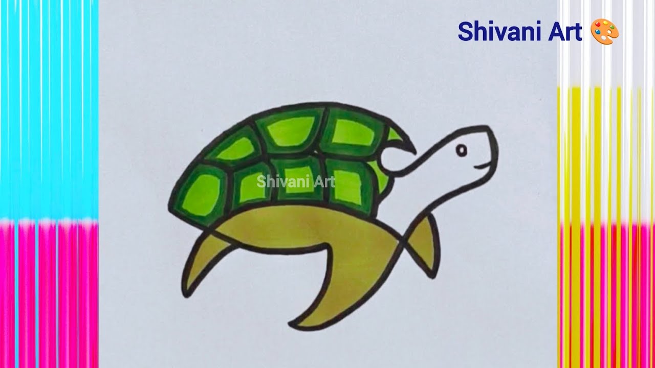 Tortoise One-Line Drawing-Very Easy ll How to Draw a Tortoise easy step ...