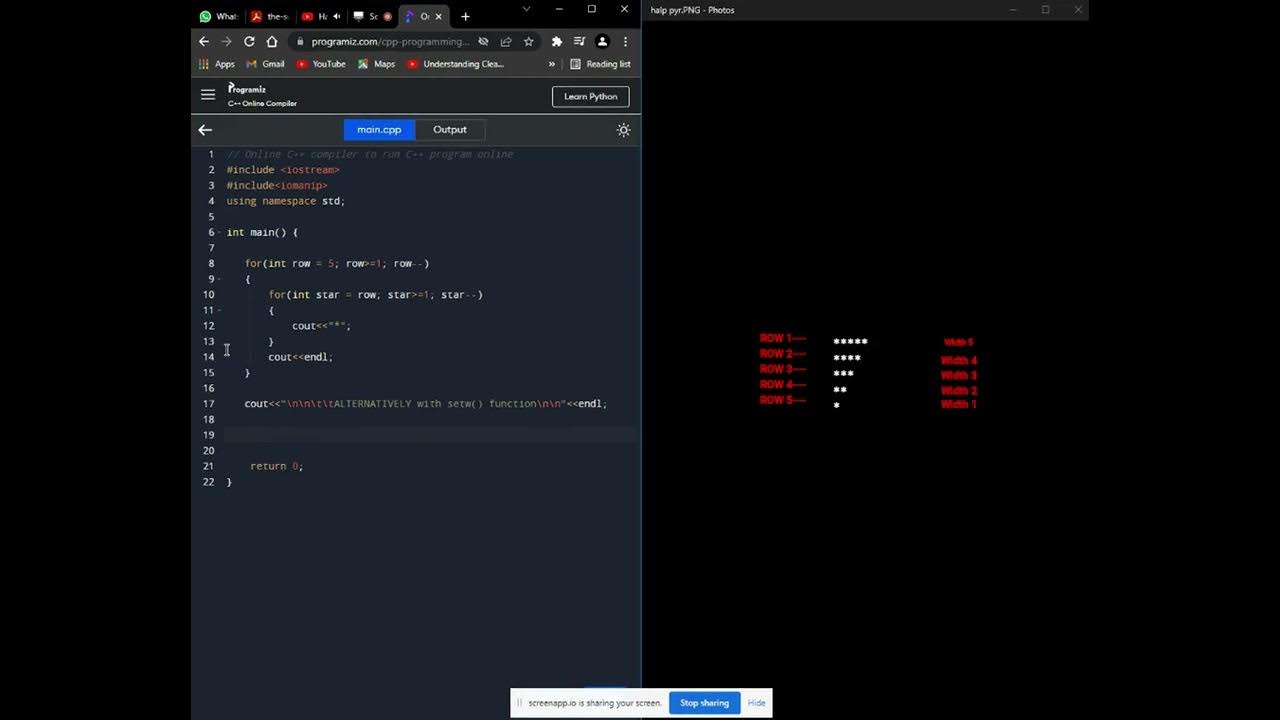 pyramid star pattern. C++ program. - YouTube