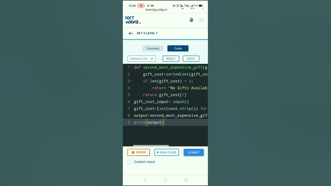 Python Idp Set 3 Level 1 Ccbp Nxtwave Viral Youtubevideo Coding Youtube