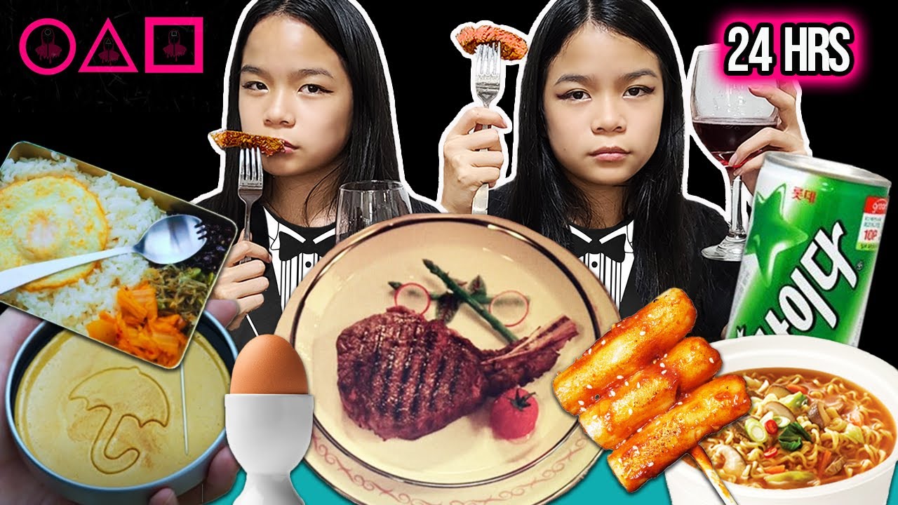 Eating Only SQUID GAME Food For 24 Hours! - YouTube