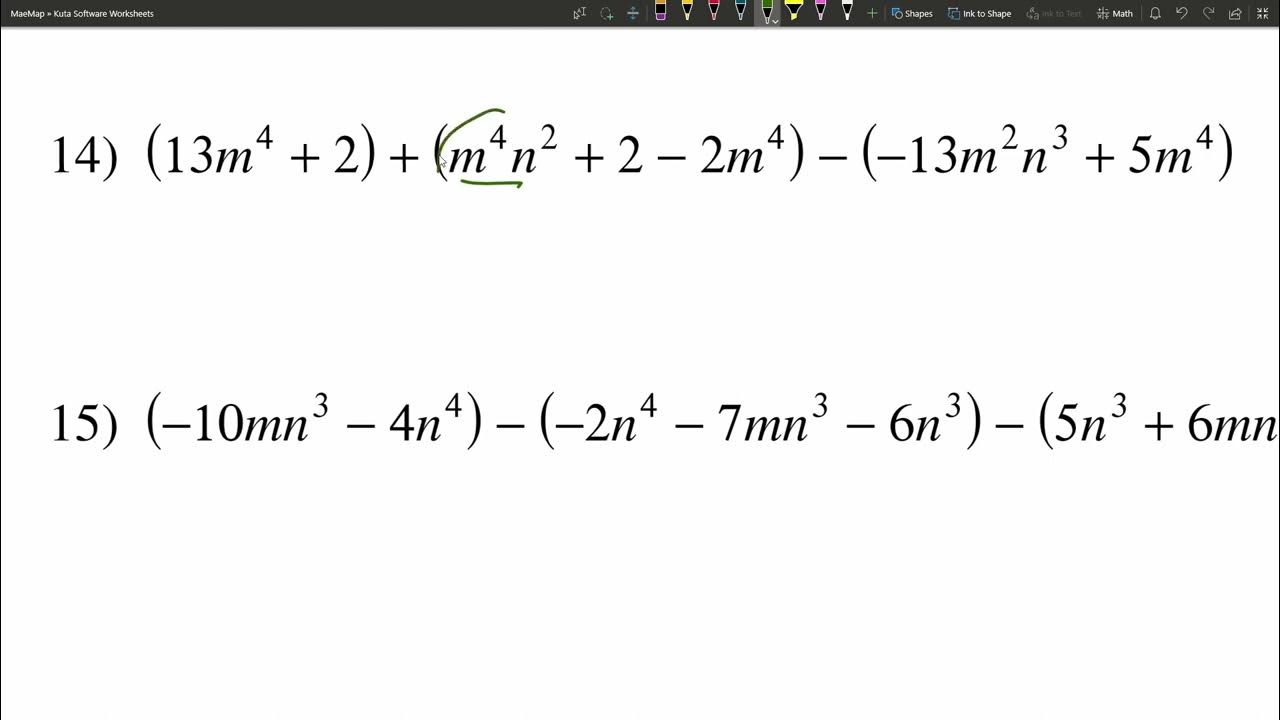 KutaSoftware: Algebra2- Basic Polynomial Operations - YouTube