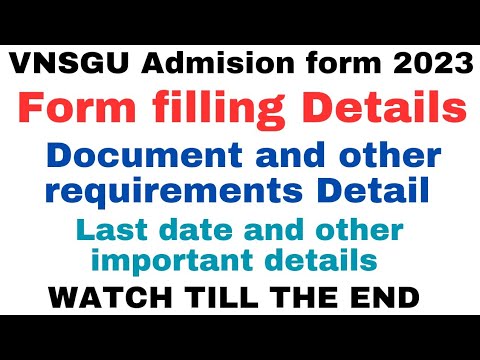 VNSGU Admission Form Detail|Last Date|How to fill form | Documents ...