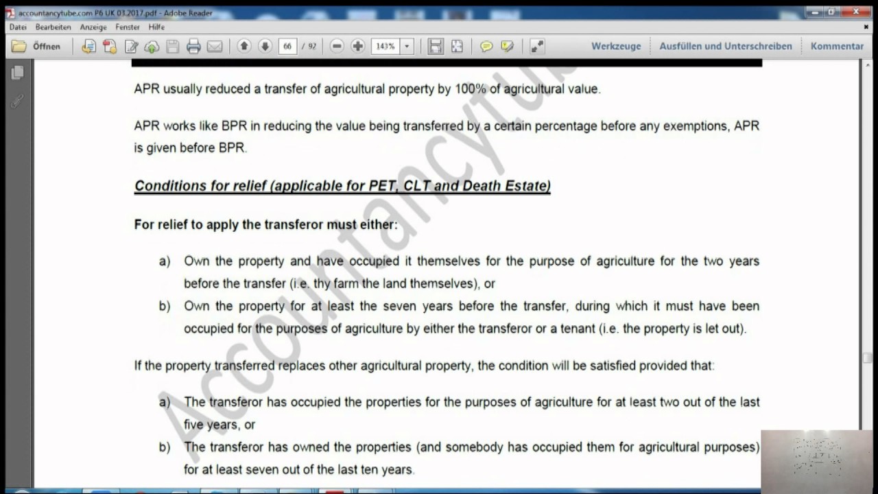 ACCA P6 UK | Inheritance Tax BPR APR | AccountancyTube.com - YouTube