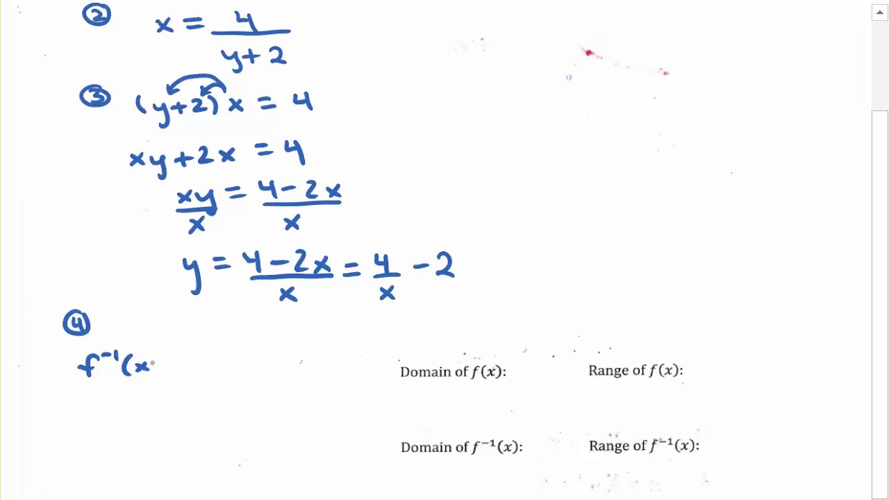 Finding the Inverse of a Rational Function - YouTube