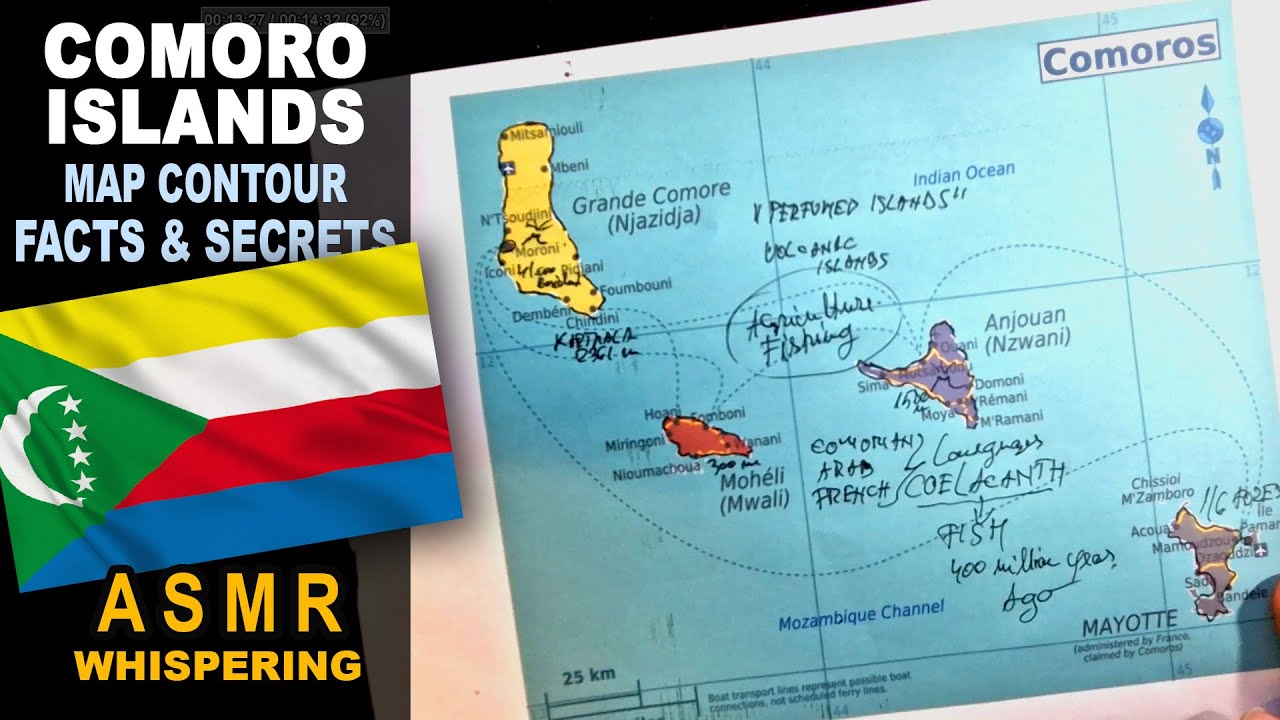 COMORO ISLANDS map tracing with facts and secrets | ASMR whispered geography facts - YouTube