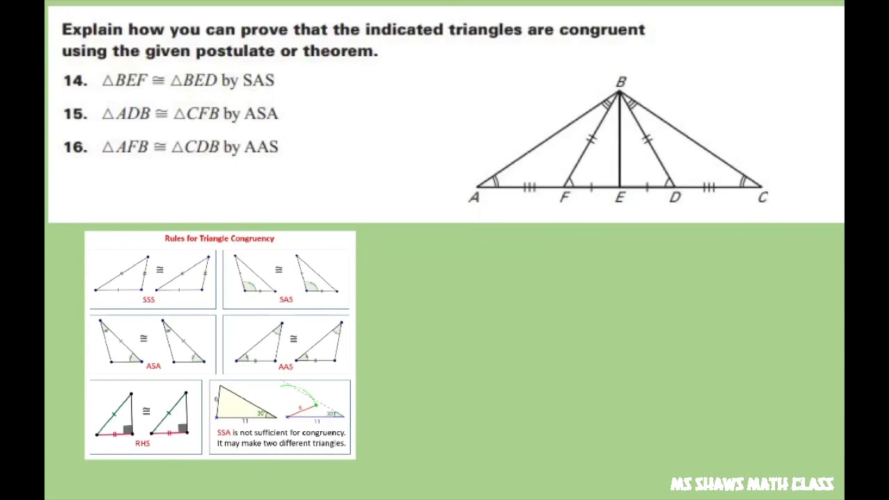 Explain how you can tell triangles are congruent with Rules of Triangle ...