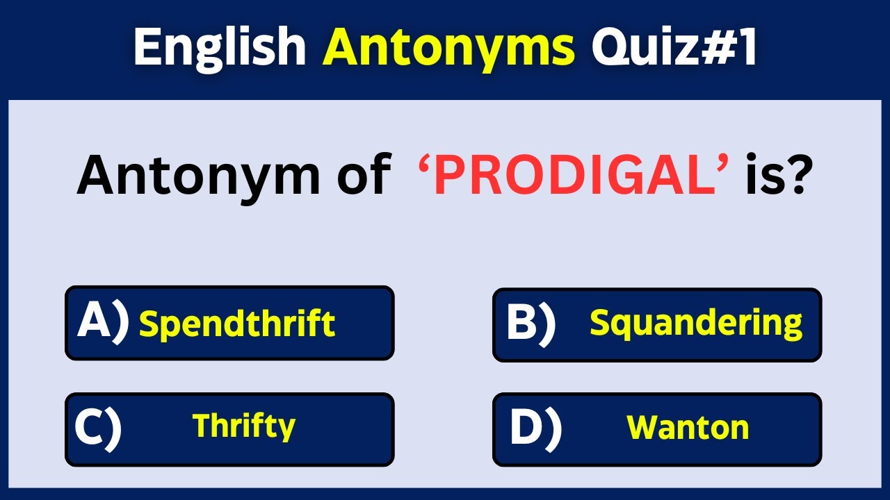 Only Smart People Can Score 100%! 💡 Antonyms Quiz#1 - YouTube