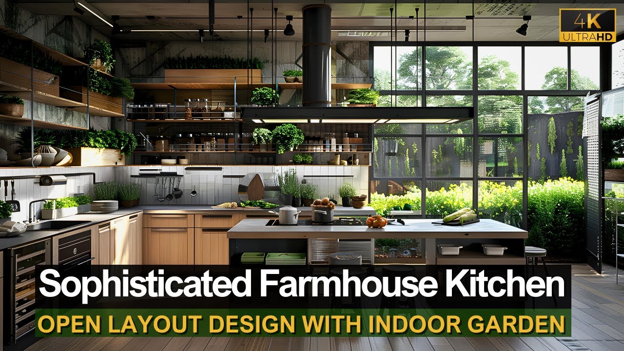 Journey through Open Layout Sophisticated Farmhouse Kitchen with Indoor ...