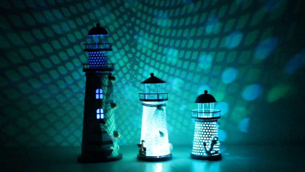 Lighthouse Tin Model Decor Color Flashing LED Night Light - YouTube