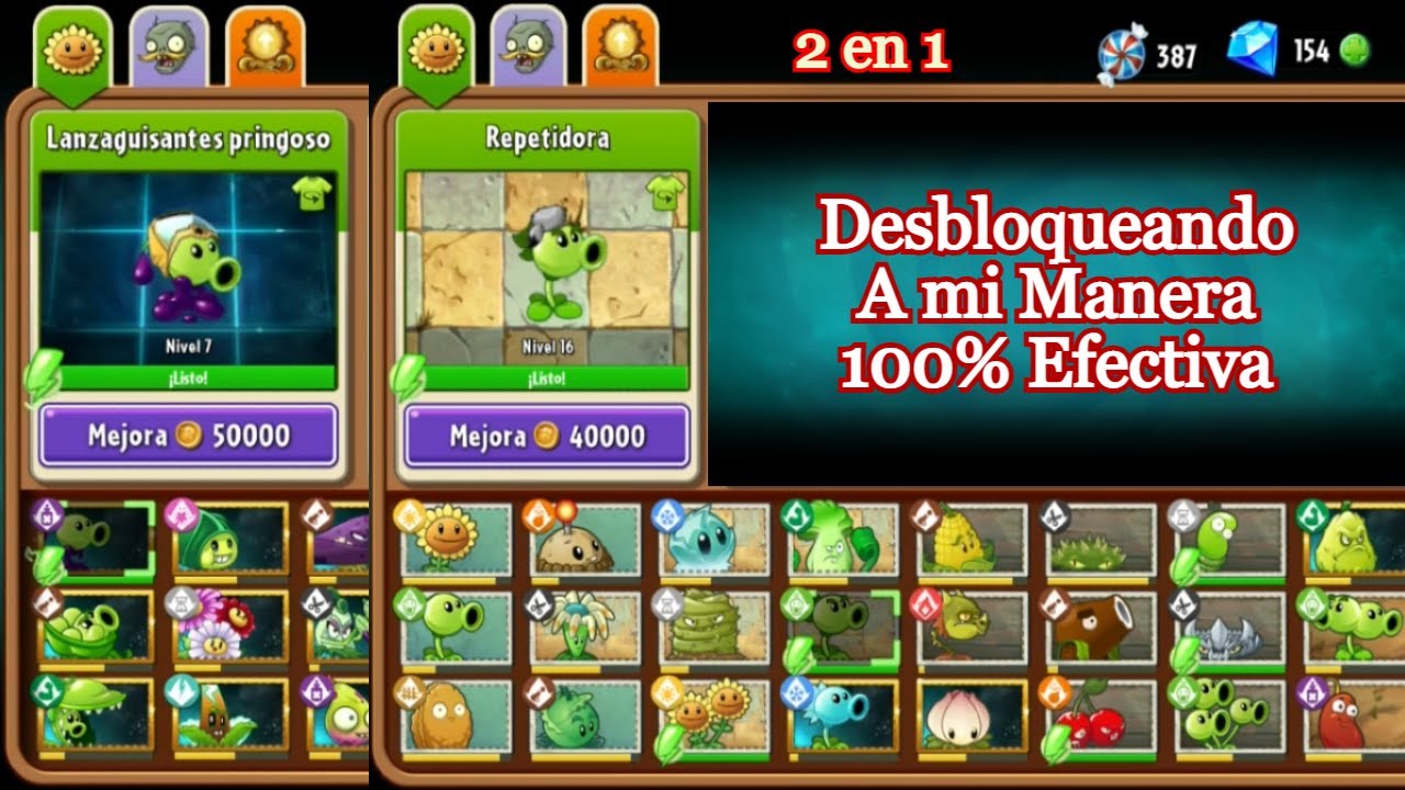PVZ 2 [Desbloqueando Nivel 8/17 Lanzaguisantes Pringoso, Repetidora ...