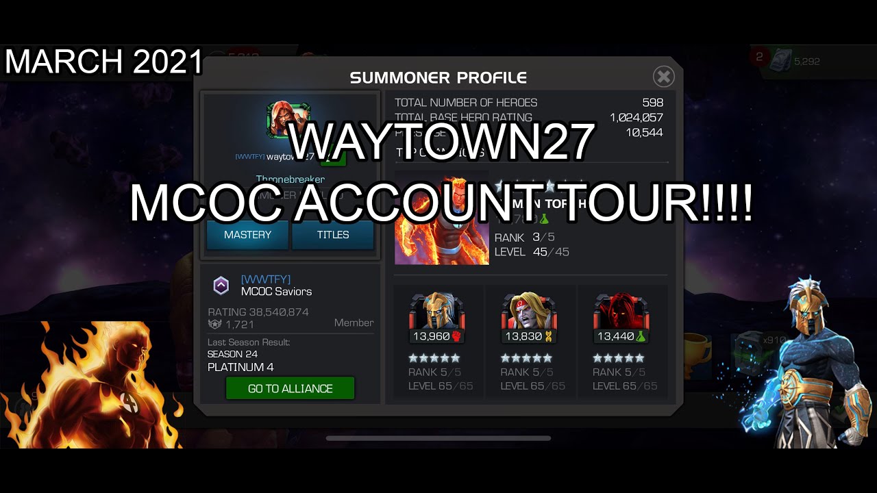 WAYTOWN27 MCOC ACCOUNT TOUR!!!! - YouTube