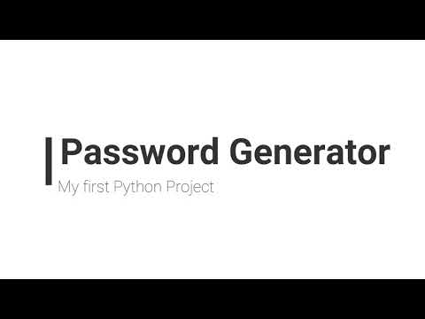 My first Python Project - Password Generator - YouTube
