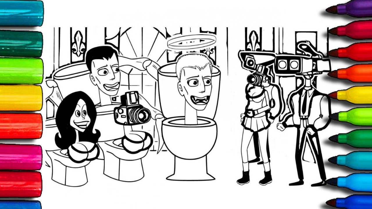 Skibidi Toilet Coloring Pages | Cameraman VS Angel | How to Color | NCS ...