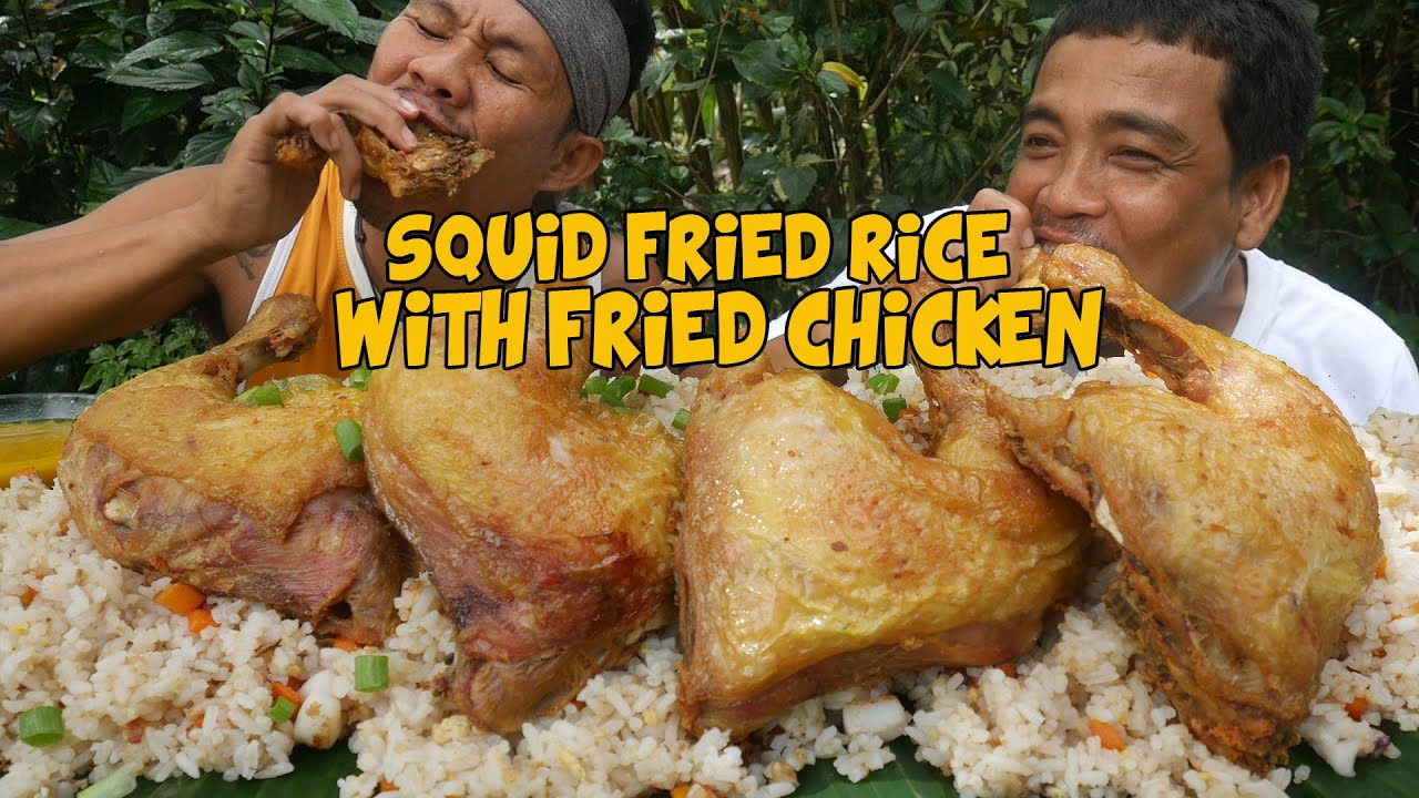 SQUID FRIED RICE WITH FRIED CHICKEN - YouTube