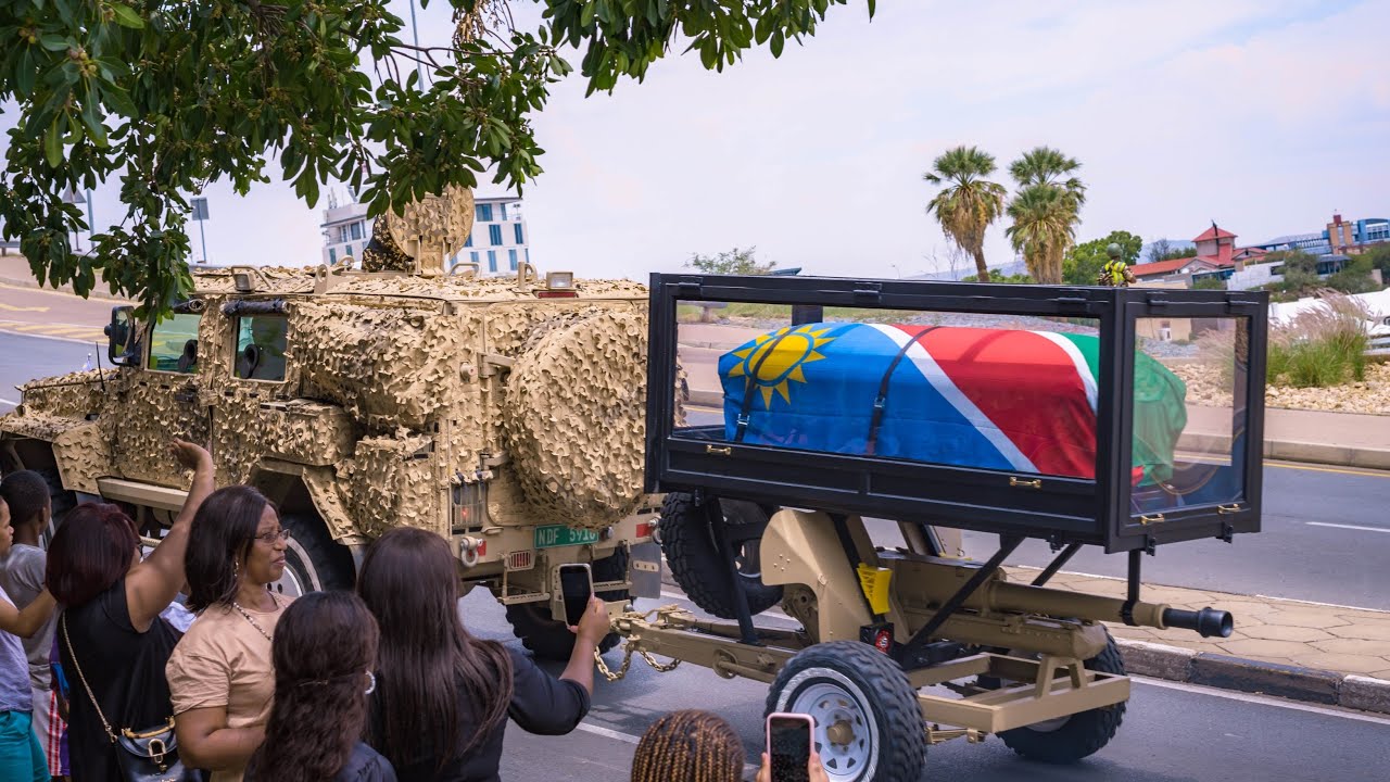 Ceremonial Procession in honor of the late Namibian President. H.E. Dr ...