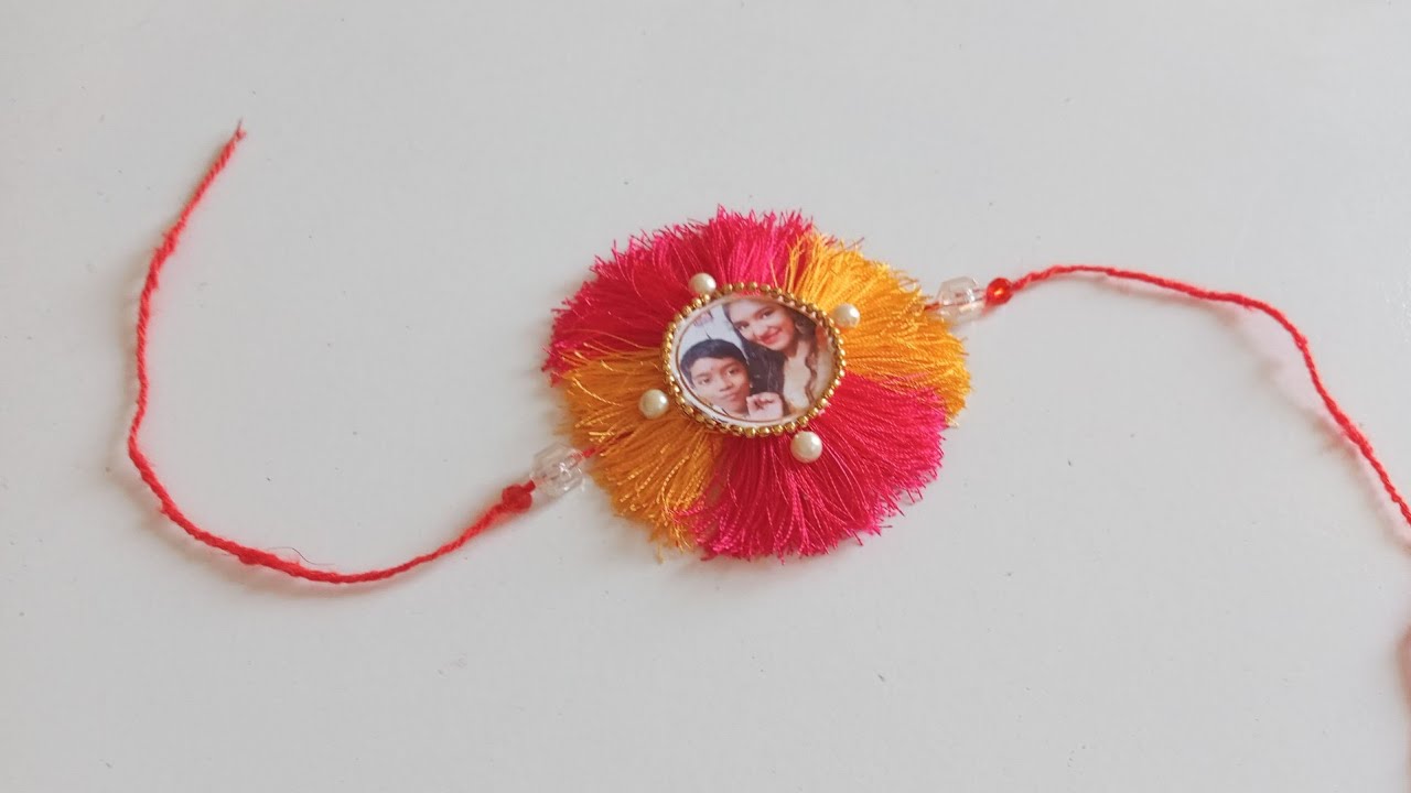 How to make Rakhi | Rakhi with photo | Diy rakhi ideas | Homemade Rakhi ...