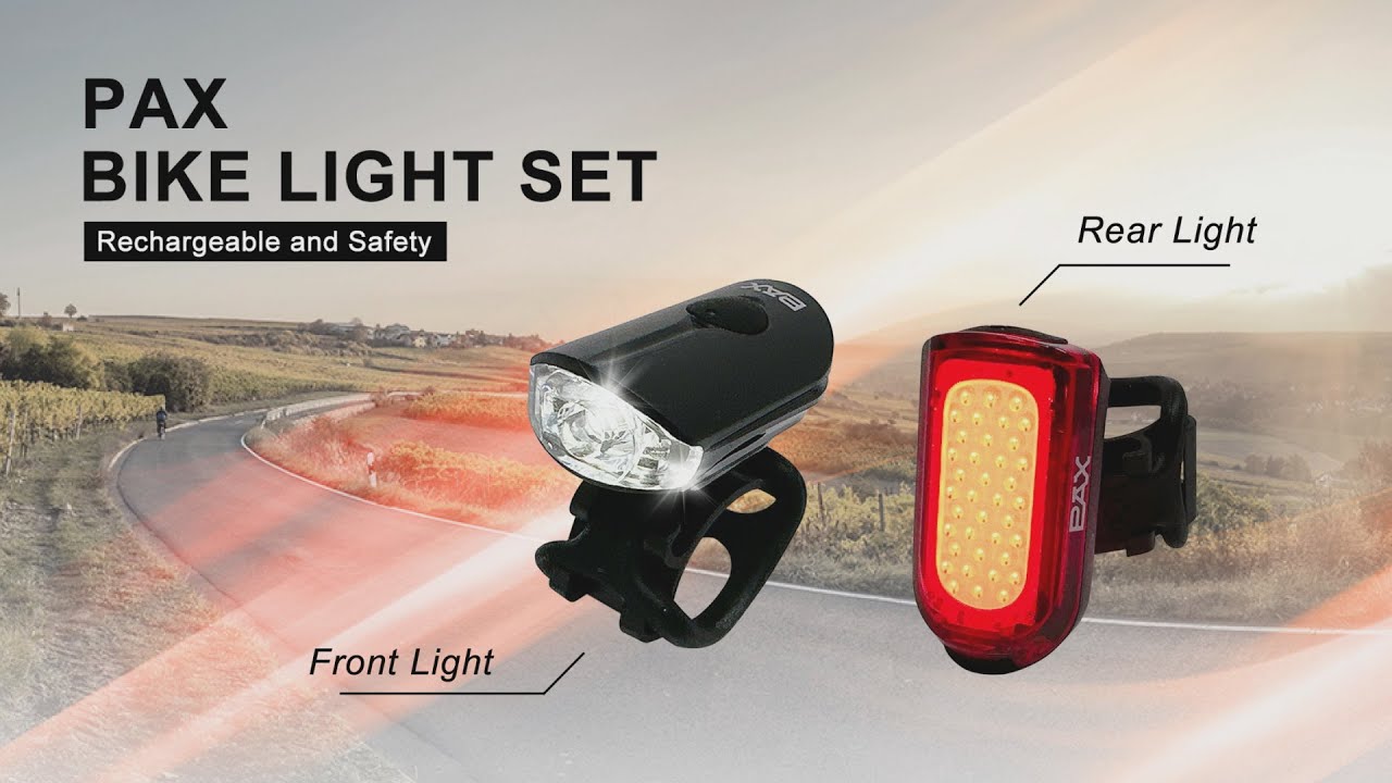 Pax USB Rechargeable Bike Light Set / Front & Rear(Back) - YouTube