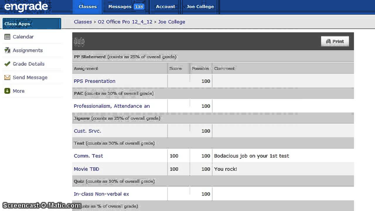 Engrade.com Accessing Comments - YouTube