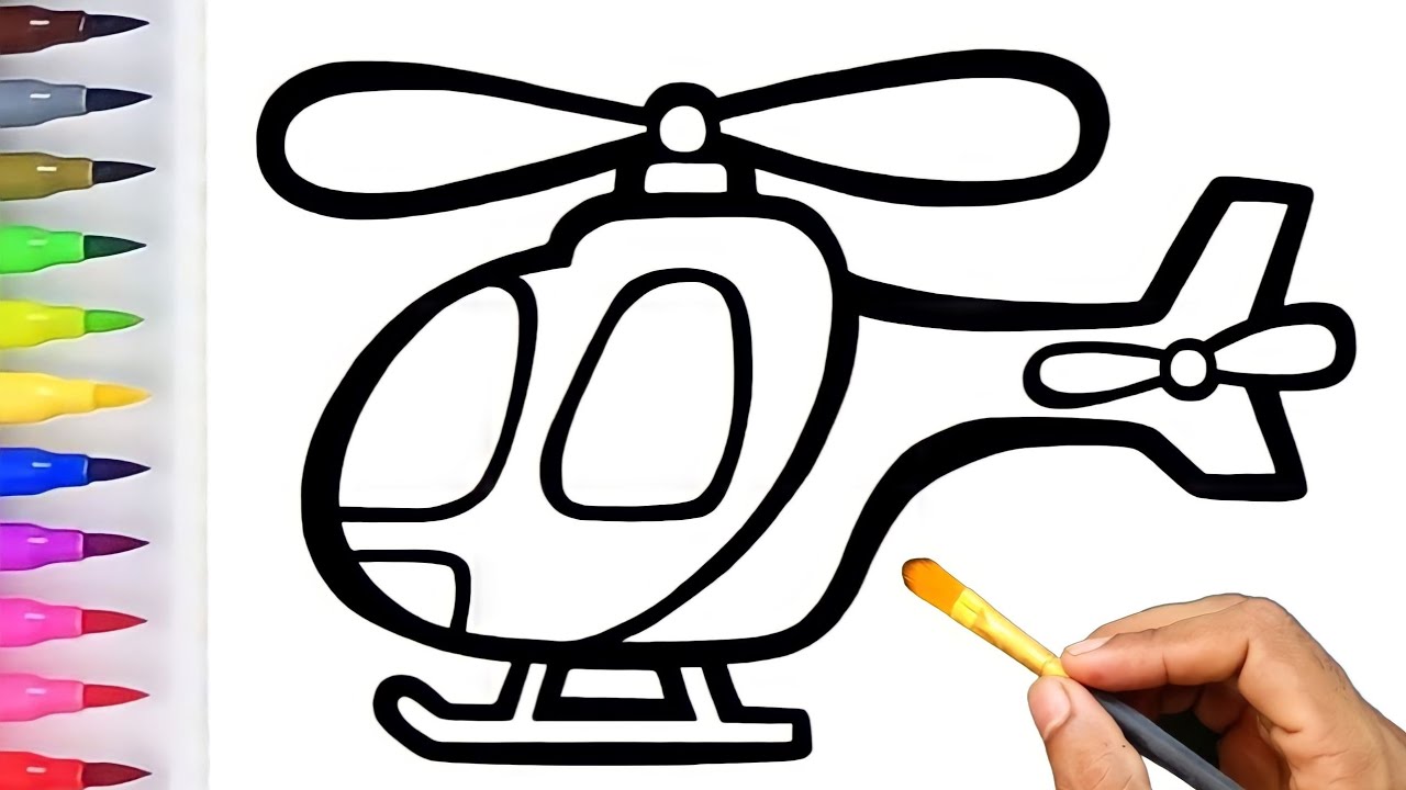 Helicopter Painting & Coloring for kids and Toddlers | How to draw ...