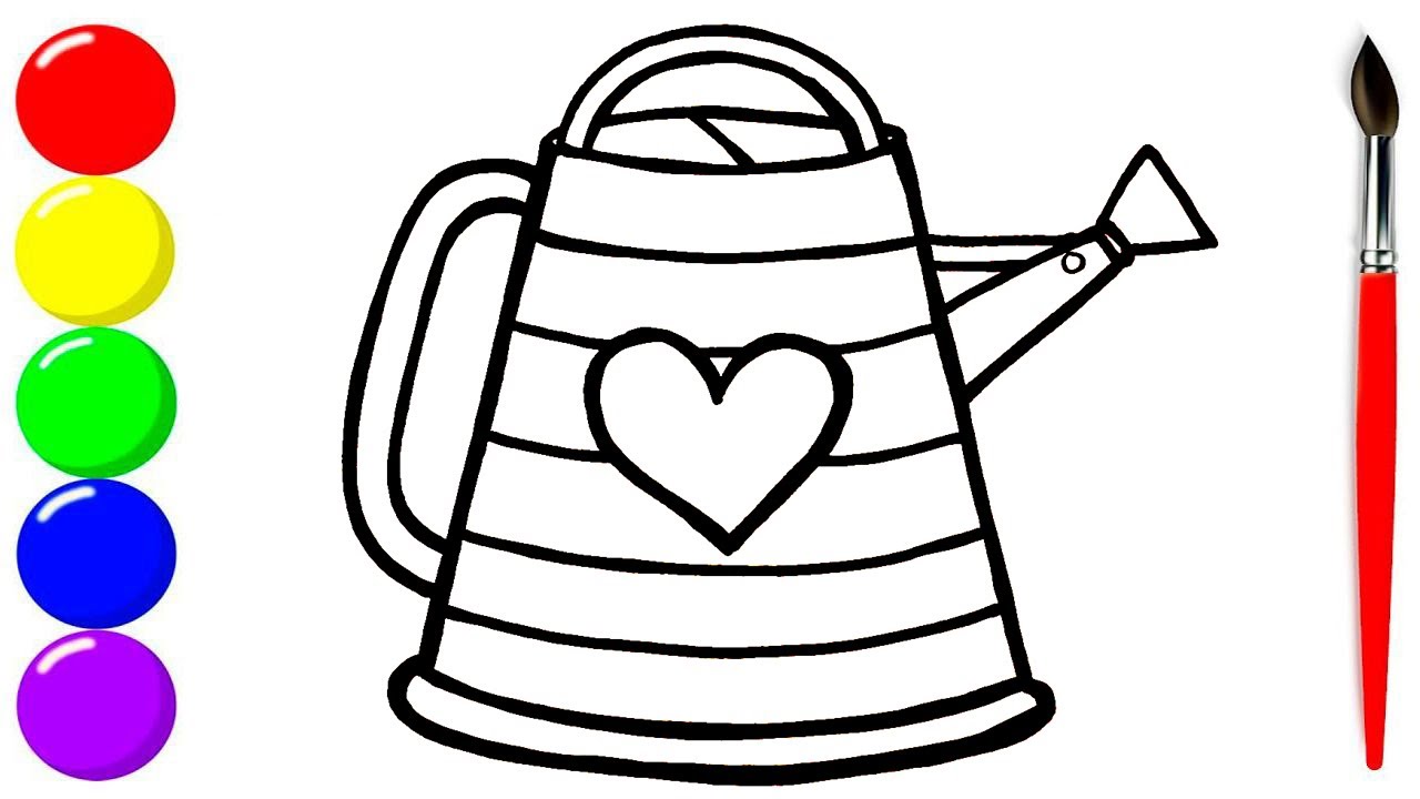 Drawing watering cans/Dibujo de regadera - YouTube
