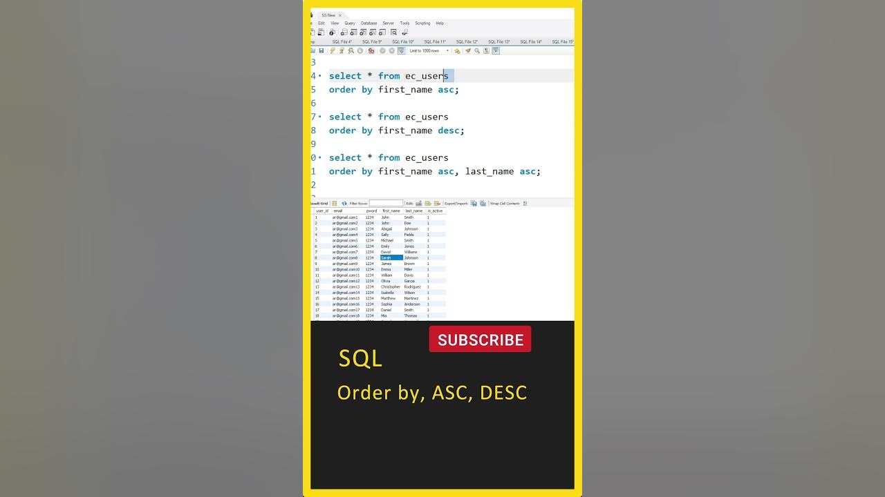 Sql Interview Questions And Answers Sql Order By Asc Desc Sql