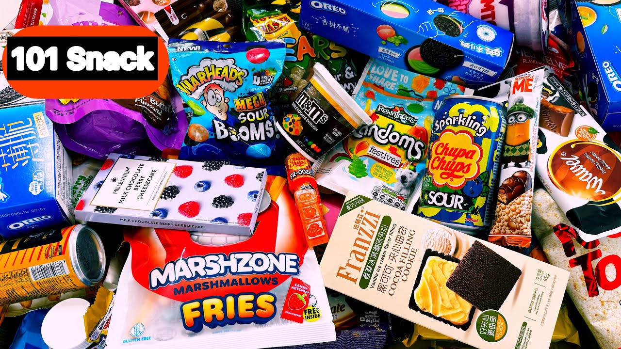 New 101 Snack Opening M&M's cookie dough Milka cookies Hershey Japanse ...