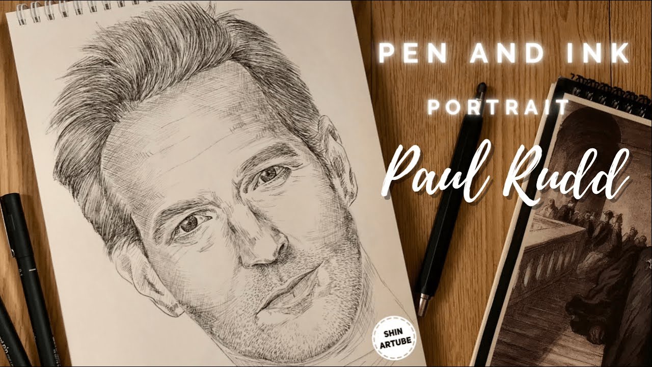 Pen & Ink Drawing Paul Rudd's Portrait| How to Draw Pen & Ink Portrait ...