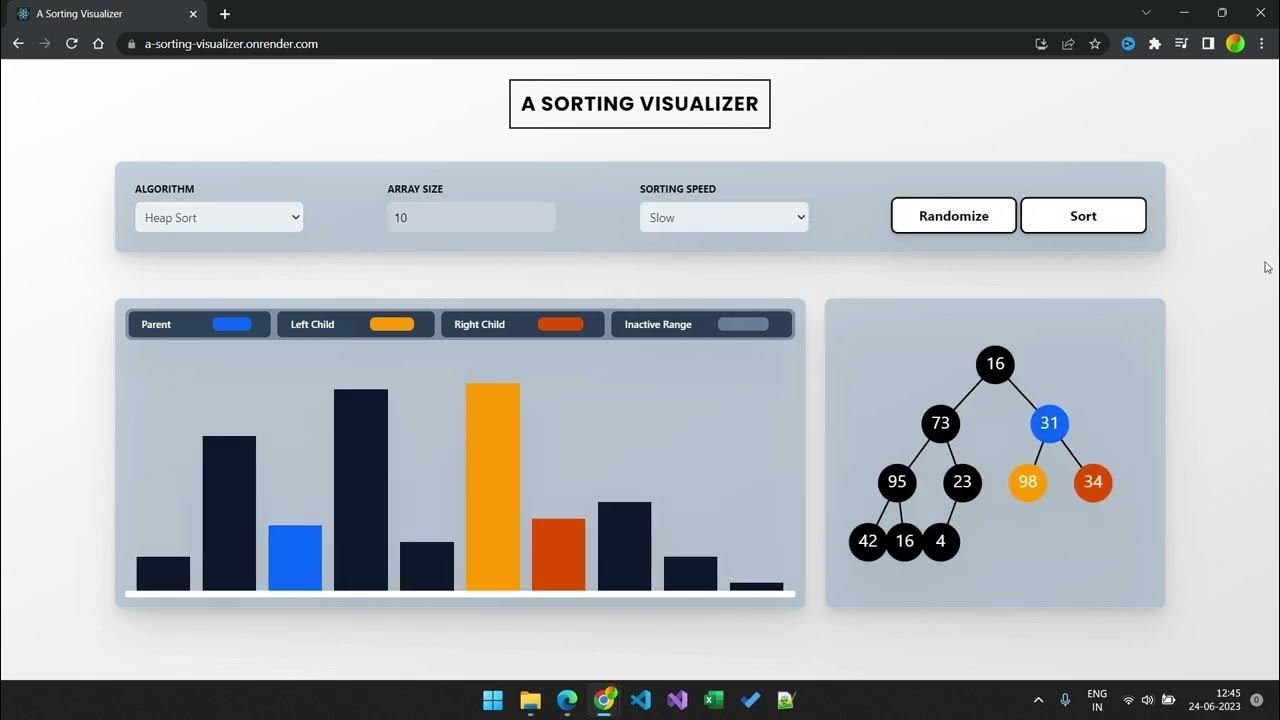 How Heap Sort Works A Sorting Visualizer Reactjs Project Youtube