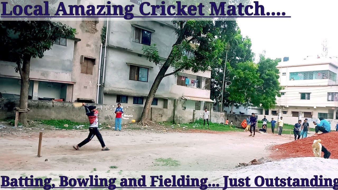 Amazing local cricket match || Batting, bowling, and fielding.... just ...