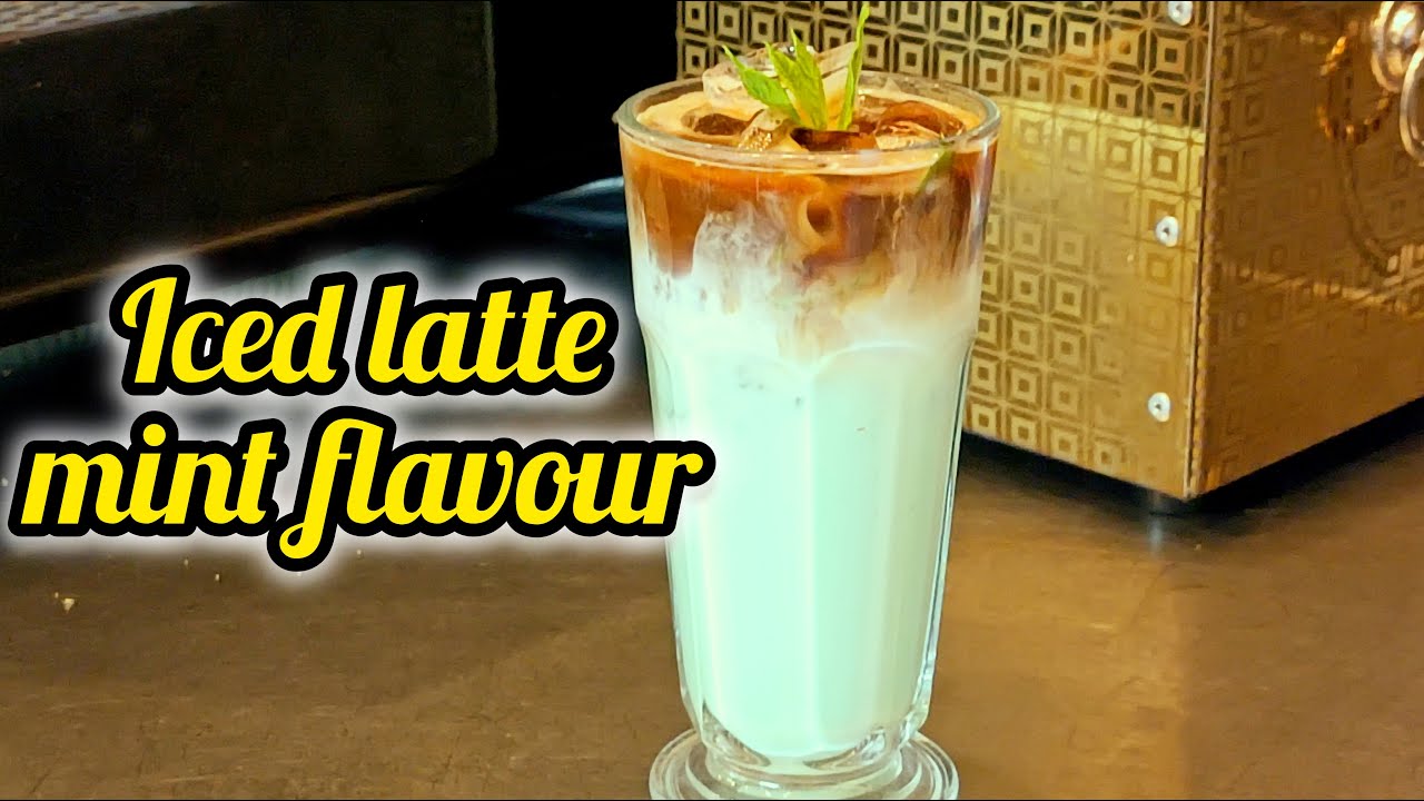 How to make a iced latte ( with mint flavour ) Barista training | iced ...