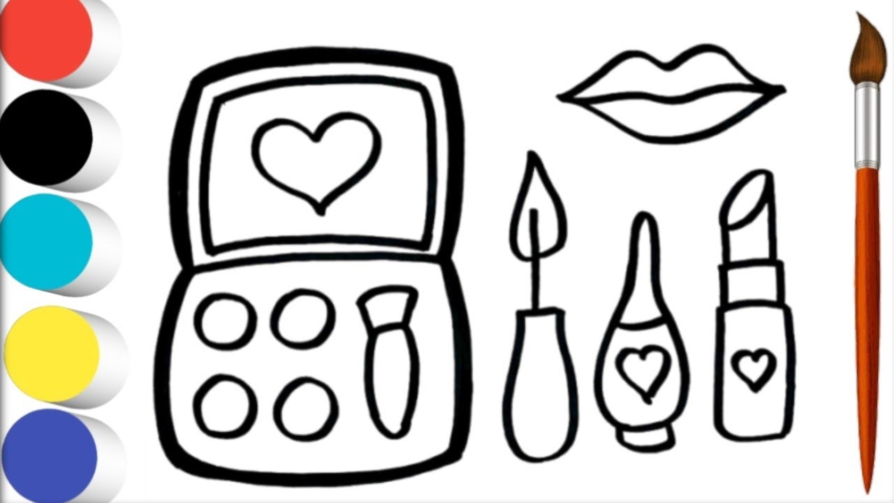 Easy Makeup kit Drawing how to draw and paint makeup set for kids and ...