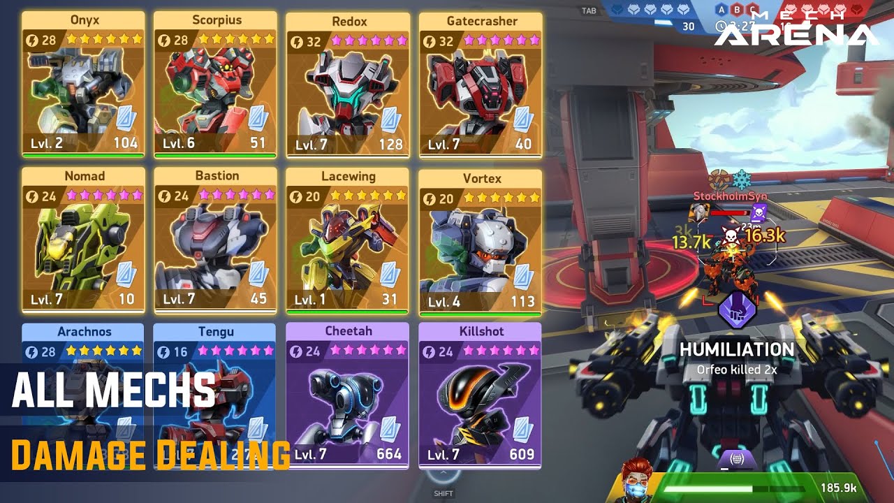 All Damage Dealing Mechs in Mech Arena - YouTube