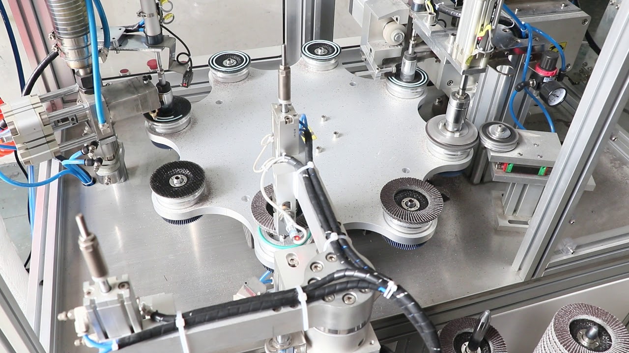 full automatic flap disc machine - YouTube
