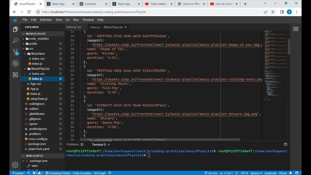 Music Playlist React Js Mocktest Ccbp React Youtube
