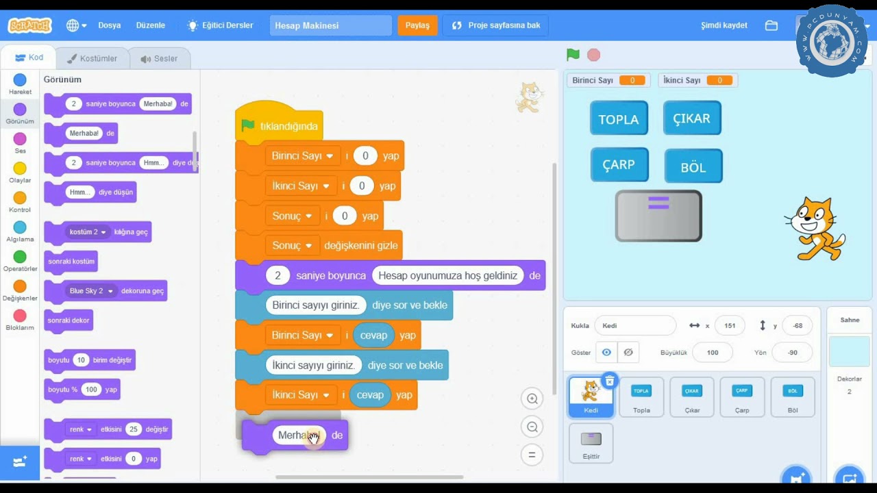 Scratch 6. Ders Hesap Makinesi Yapımı - YouTube