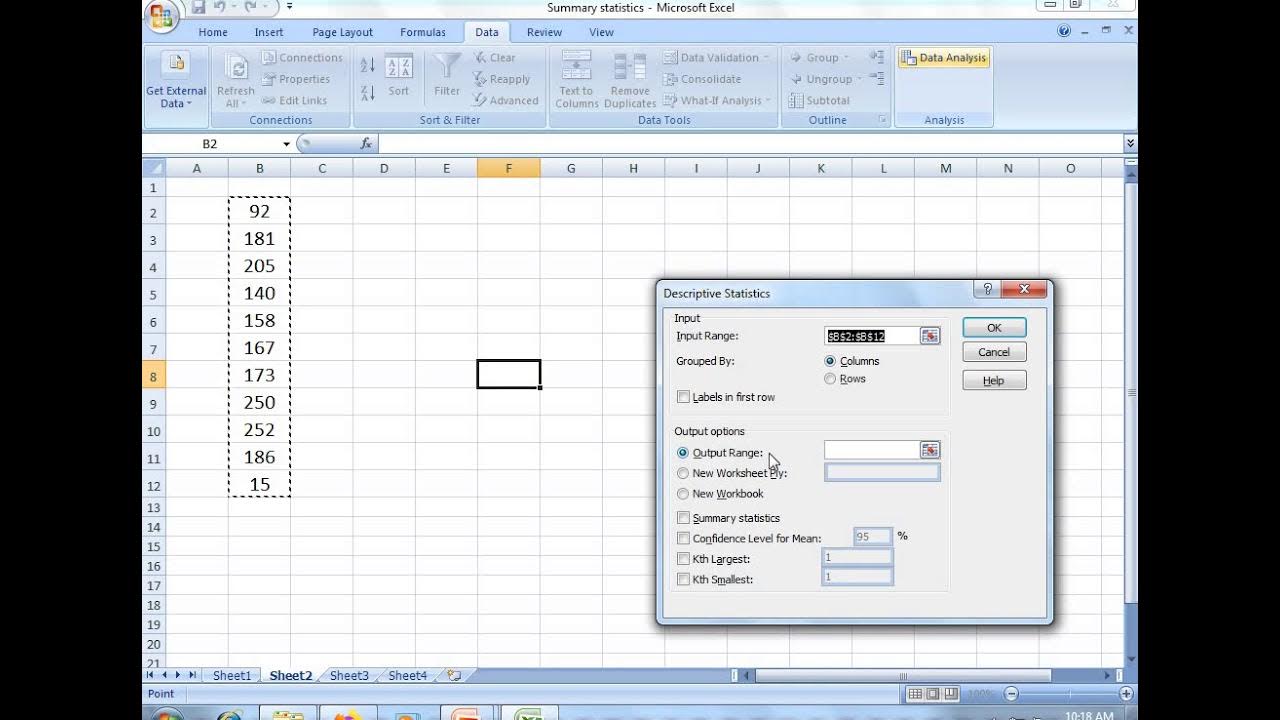 Summary statistics for ungrouped data and comparison for consistency using MS-Excel. - YouTube