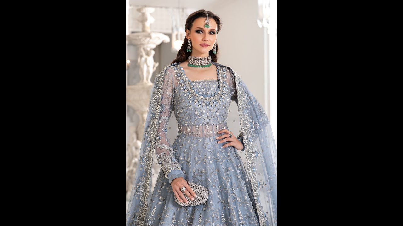 Maria B Couture Ice Blue MC 041 3 Pieces Unstitched - YouTube