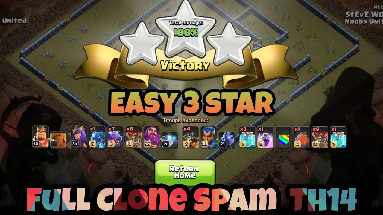 ULTIMATE CLONE SPELL ARMY!!! TH14 Best Clone Attack Strategy | Clash of ...