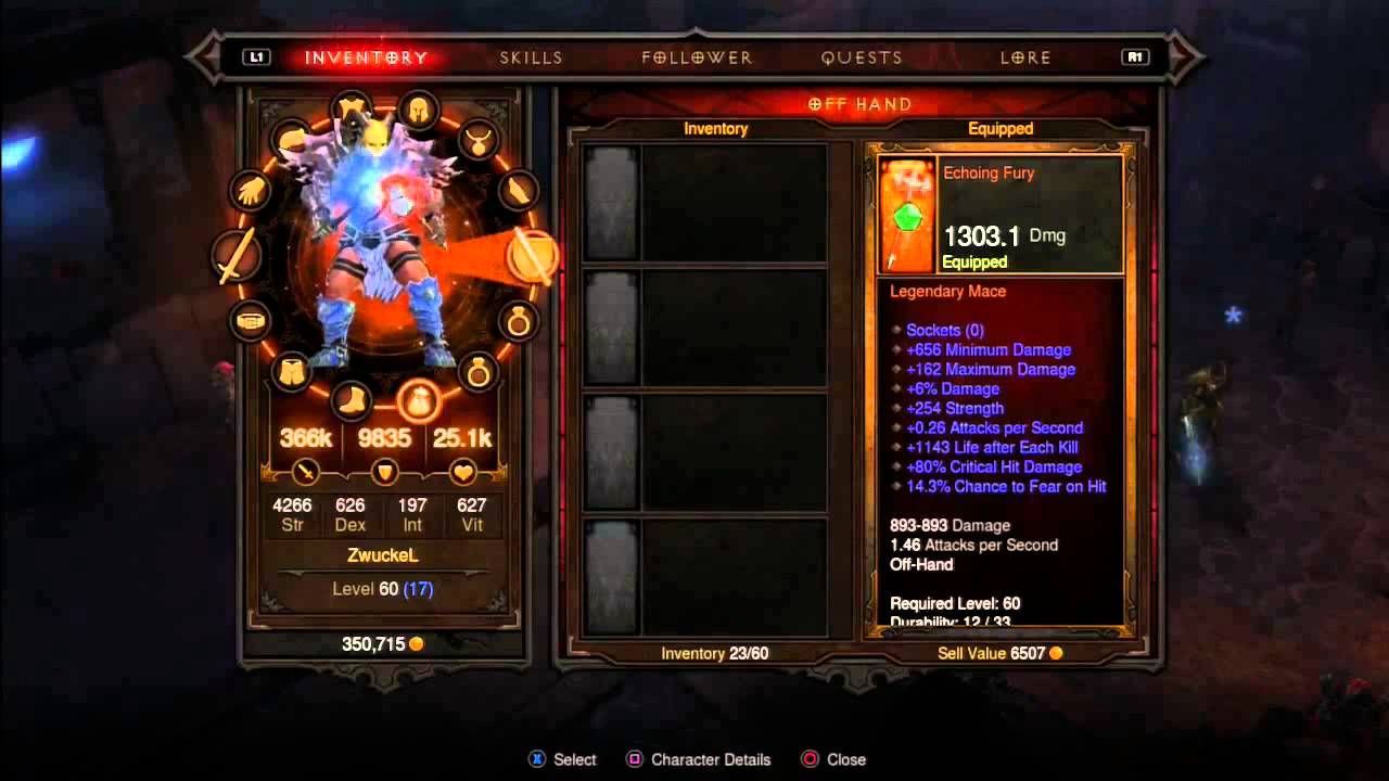 PS3 - Diablo 3 - DAY 3 - Complete Gear, Sick Butcher's Sickle Kappa ...