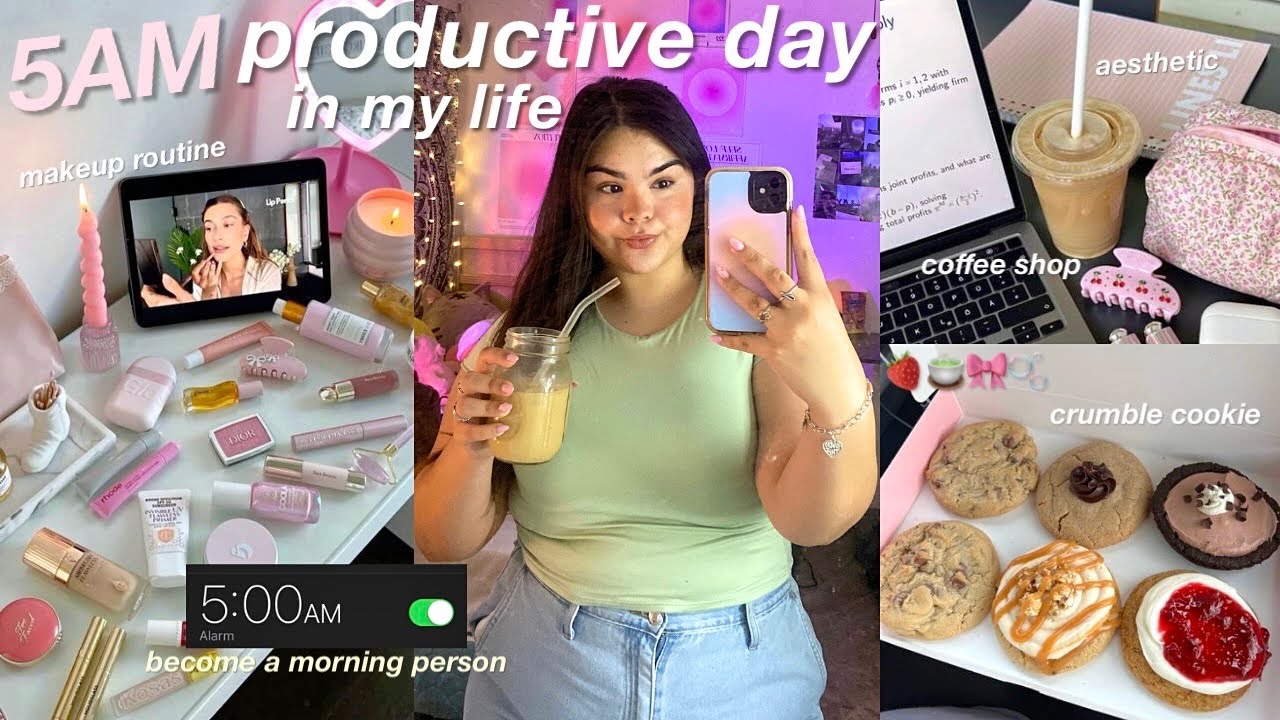 5AM PRODUCTIVE DAY IN MY LIFE 🎀 healthy morning habits, aesthetic vlog ...