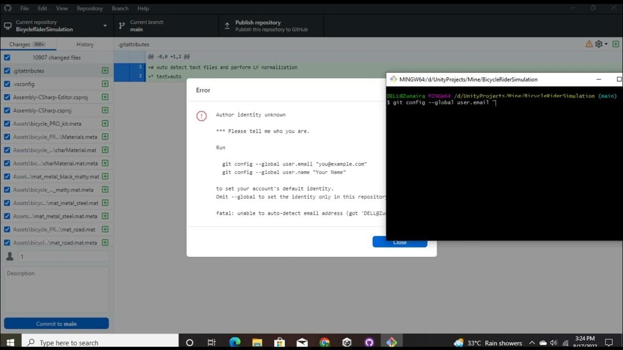 Git Error "Author identity unknown" - YouTube
