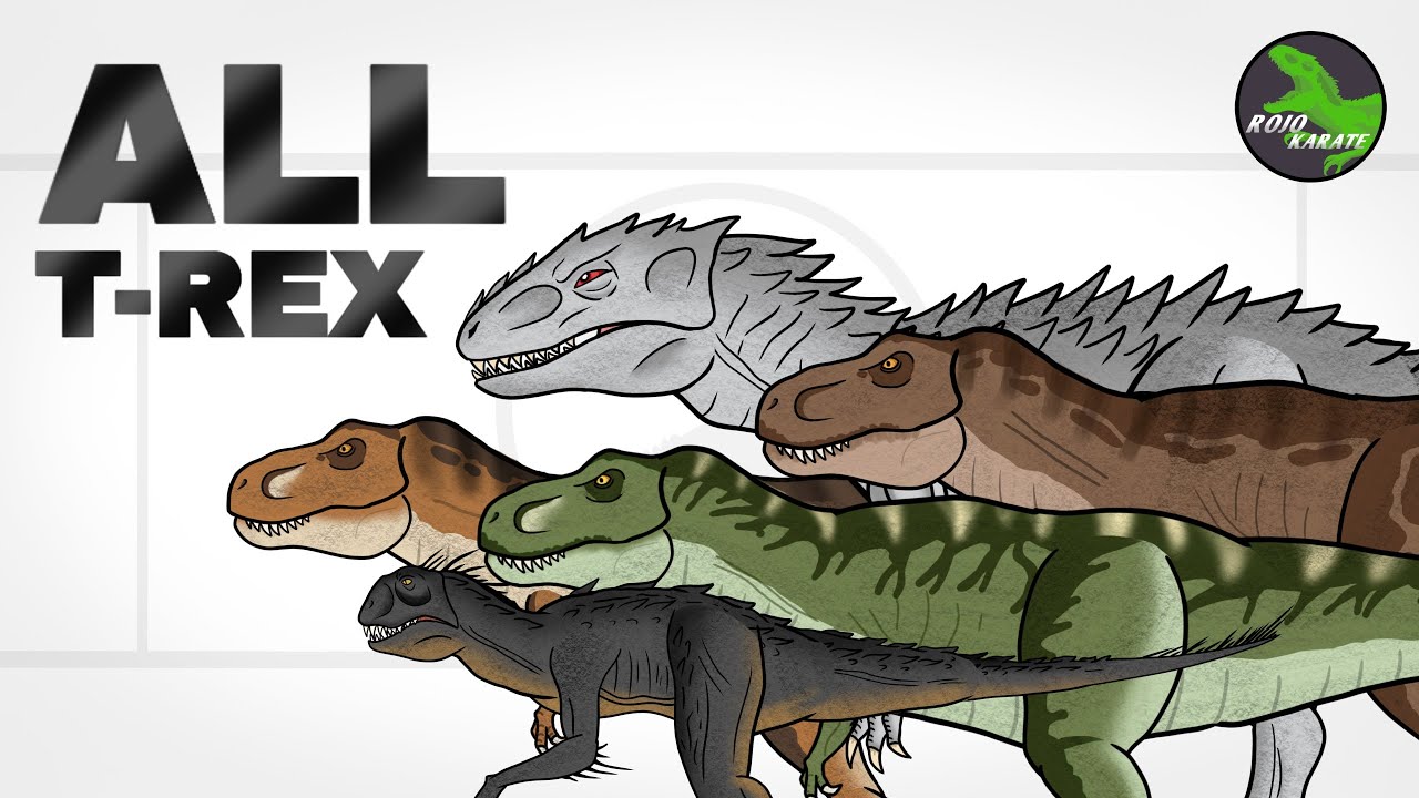 All t-rex in Jurassic Park - Jurassic World (Animated) - YouTube