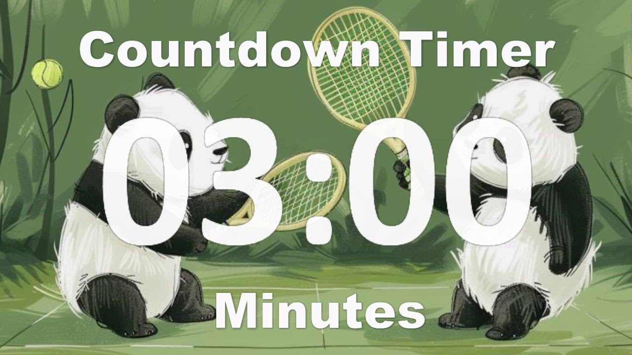3 Minute Timer Pandas Playing Tennis - YouTube