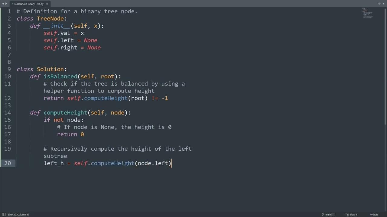 Leetcode 110 Balanced Binary Tree In Python Python Leetcode Python 3541