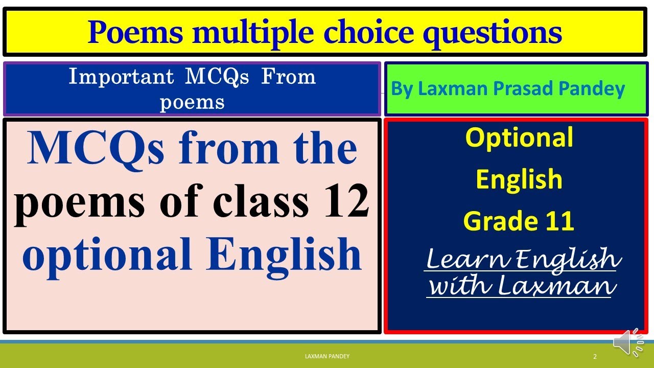 Poems MCQs from grade 12 Optional English - YouTube