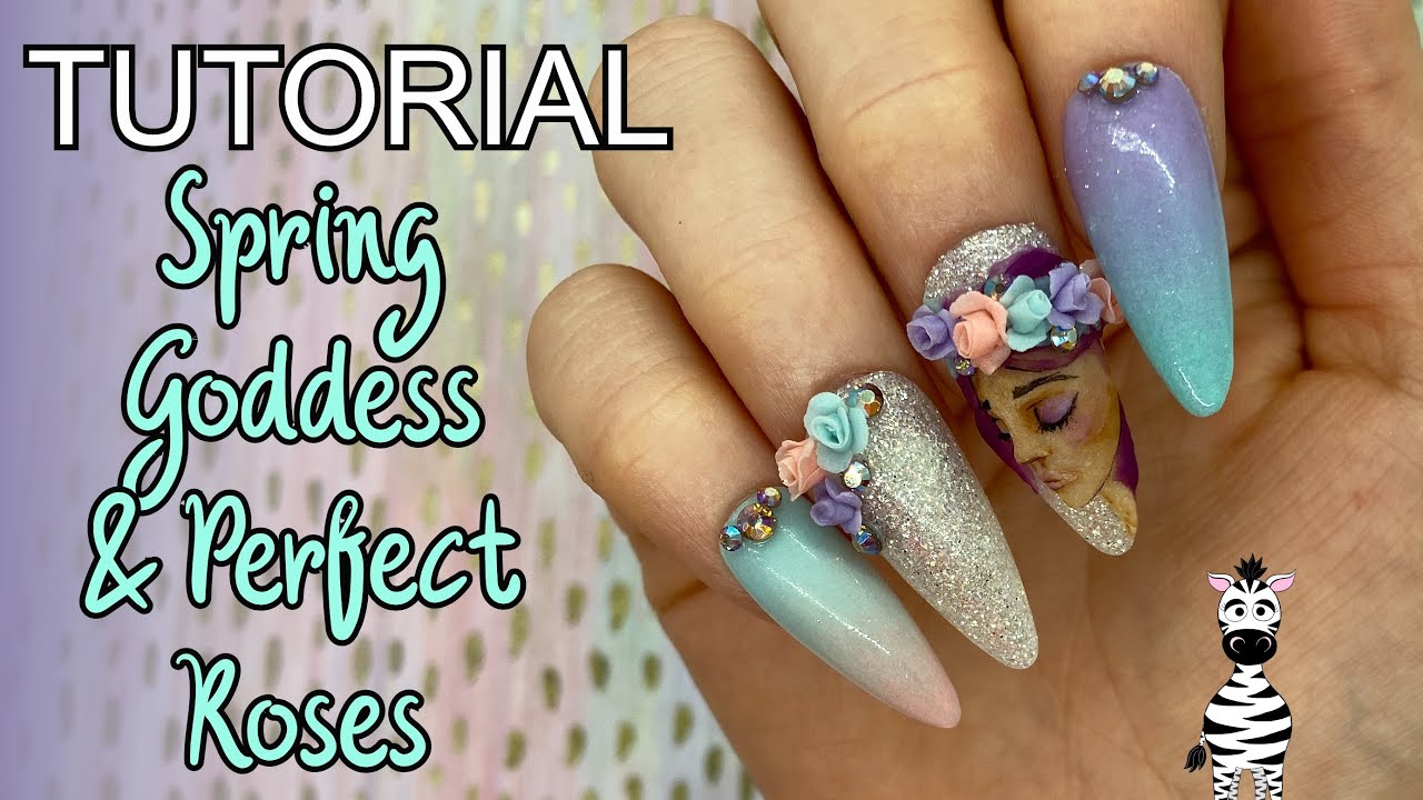 3D Spring Goddess Acrylic Nail Art Tutorial | Double Dip Pastel Kit ...
