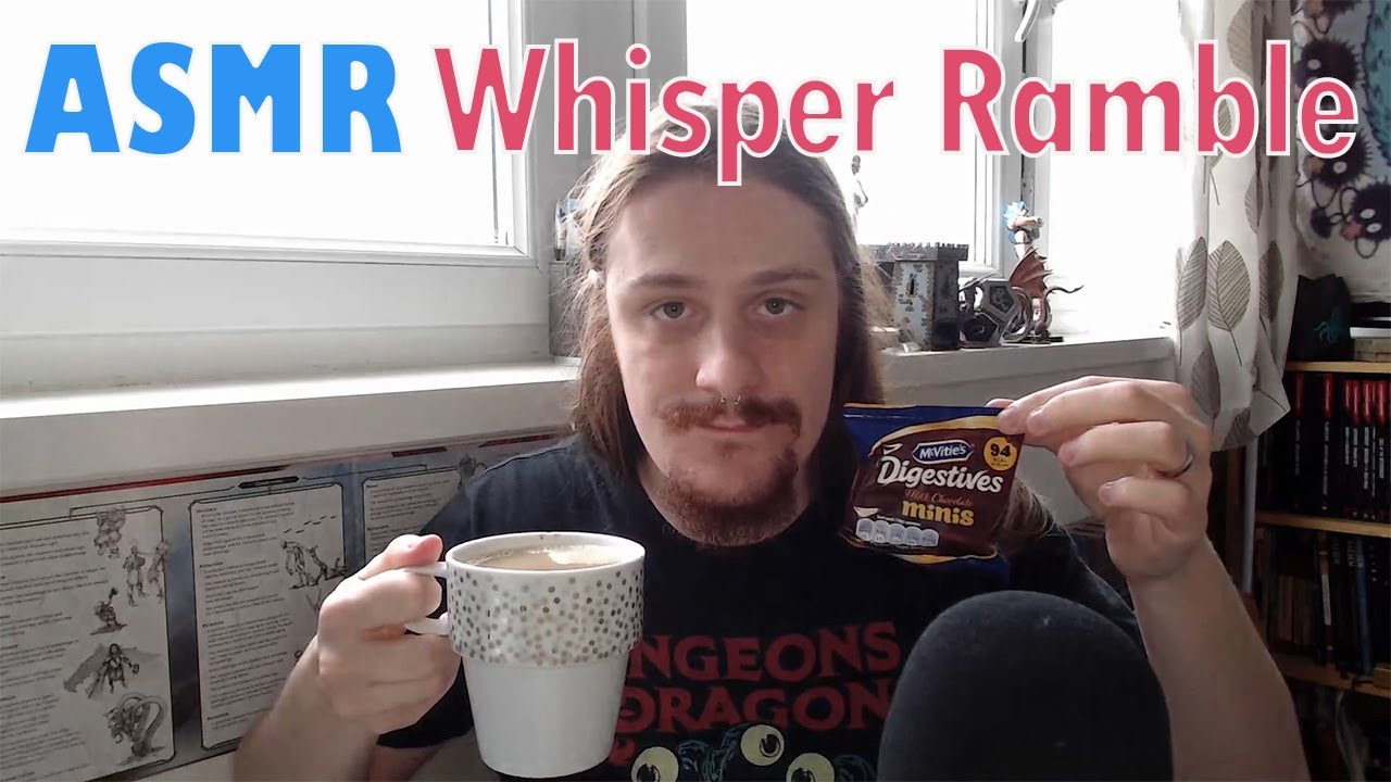 ASMR Coffee Whisper Ramble & Biscuit eating asmr, male whispering mouth ...