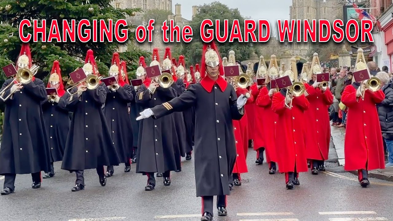 WINDSOR CASTLE GUARD Band of the Household Cavalry with F Company Scots ...