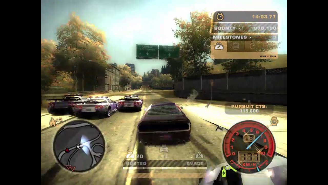 Dodge Challenger in NFS Most Wanted 2005 Super Action with NFS Police ...